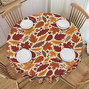 KIYIYZER Fall Maple Leaf Round Tablecloth 60 Inch, Autumn Decoration Tablecover Anti-Wrinkle Waterproof Wipeable Table Cover for Thanksgiving Party Kitchen/Home Dining Decor