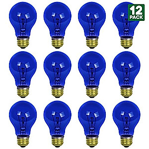 2 Pack of Sunlite 25 Watt A19 Colored, Medium Base, Transparent Blue