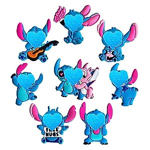ZOSTLAND Blue ET Monster Baby Shoe Charms Cartoon PVC Resin Shoe Decoration Accessories for Teen Girls Boys Women Men Adult Adult Birthday Gift (Alien-8pcs)