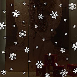LUDILO 135Pcs Christmas Window Clings Snowflakes Window Decals Static Window Stickers for Christmas Decorations Window Décor Ornaments Xmas Party Supplies Thanksgiving Party Décor (5-Sheet)