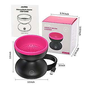 Electric Makeup Brush Cleaner Machine - Alyfini Portable Automatic USB Cosmetic Brush Cleaner Tools for All Size Beauty Makeup Brushes Set (Black)
