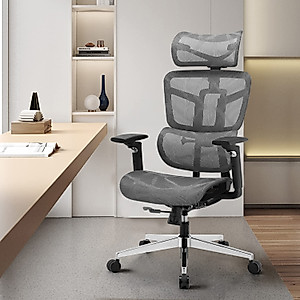 Ergonomic Office Chair, High Back Office Chair, Big & Tall Mesh Computer Chair with Lumbar Support/Headrest/5D Armrests, Executive Desk Chair with Adjustable Height for Home Office/Learning/Conference
