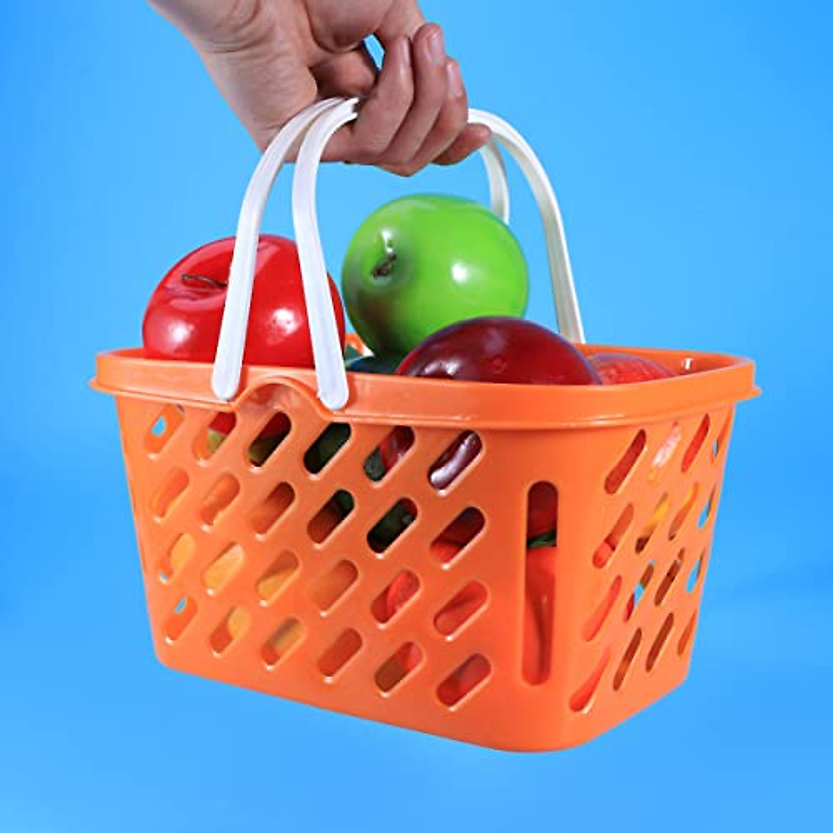Kisangel Stackable Storage Bins 1pc Portable Grocery Basket Plastic Storage Basket Mini Picnic Basket Toys Storage Organizer for Kids Party Favors Pretend Play ( Orange ) Plastic Bins