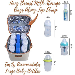 Jax 2020 Breastmilk Cooler Bag - Breastmilk Storage Container for 6 Tall Bottles or Breastmilk Storage Bags - Keeps Breast Milk Storing Bags or Formula Cold - Shoulder Bag, Mesh Pocket for Ice Pack