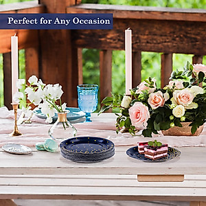 Aneco 60 Pieces 9 Inches Disposable Paper Plates Blue and Gold Foil Dot Dessert Plates Round Paper Plates for Wedding Bridal Shower Birthday Party Decorations