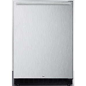 Summit Appliance AL54SSHH Built-in Undercounter ADA Compliant 4.8 cu.ft. 24" Wide All-refrigerator with Wrapped Stainless Steel Door, Horizontal Handle, Black Cabinet, Door Storage and Digital Control