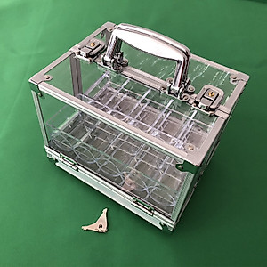 Yuanhe 600 Chip Clear Acrylic Poker Chip Locking Carrier-Includes 6 Chip Racks