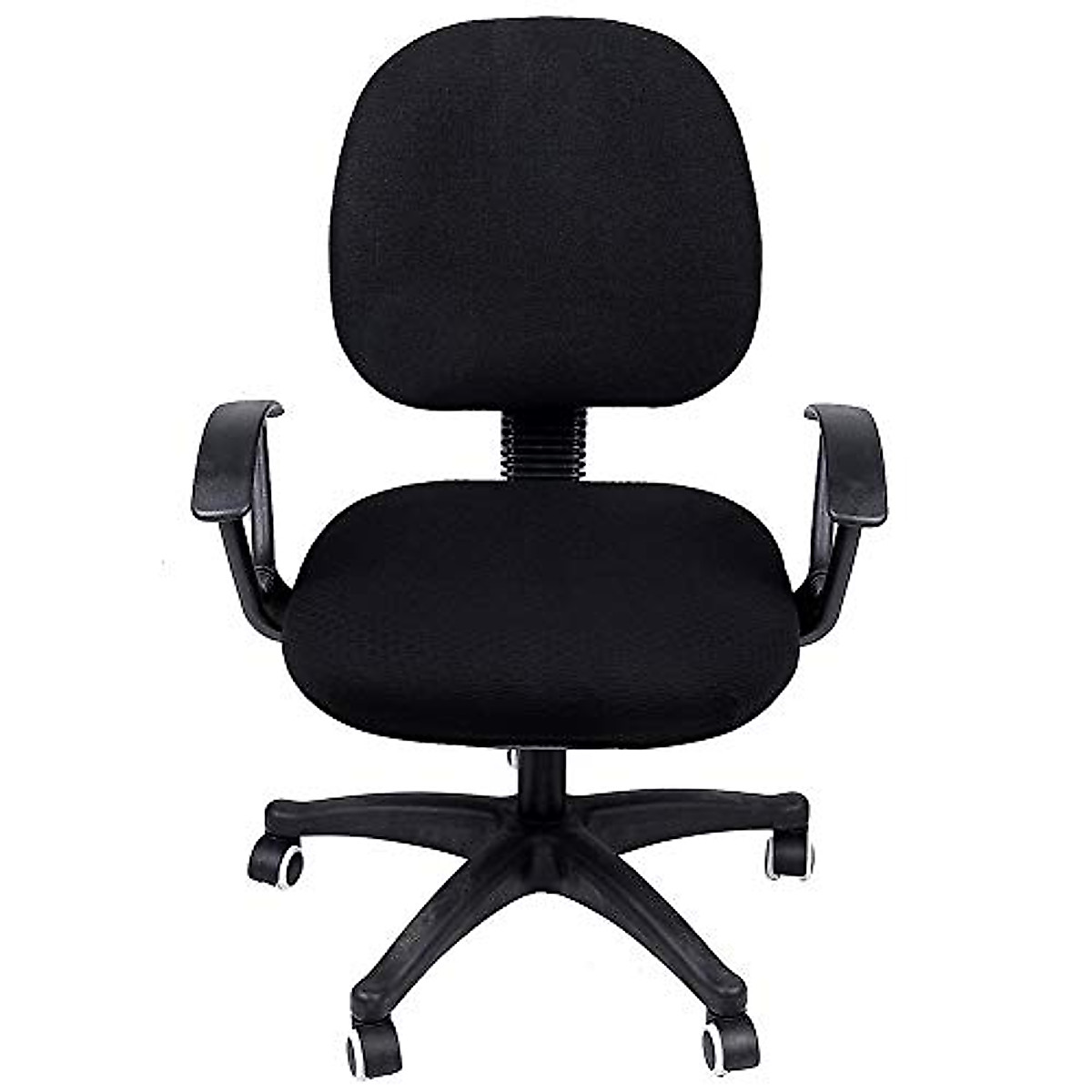 smiry Stretch Jacquard Office Computer Chair Seat Covers, Removable Washable Anti-dust Desk Chair Seat Cushion Protectors - Black