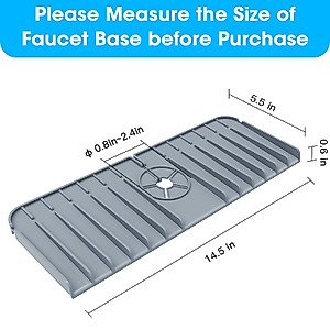 2 Pack Silicone Faucet Handle Drip Catcher Tray, Sink Splash Guard Behind Faucet, Kitchen Sink Mats, Faucet Mat by HOMKULA (Gray)
