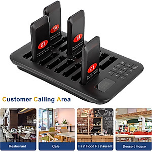 Hanchen Restaurant Pager System Social Distancing Buzzer Wireless Calling System Max 999 Nursery Pager Set Vibration 16 Waiting Buzzers for Church Clinic Food Truck Hospital (Wine red)