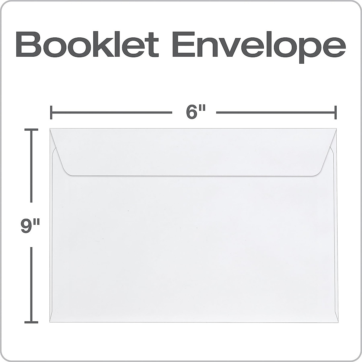 Columbian 6" x 9" Booklet Envelopes, Gummed Seal, for Mailing or Storage, 24 lb White Wove, 100 per Box (COLO915)
