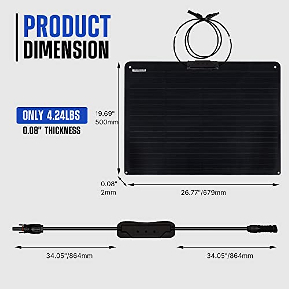 ATEM POWER Monocrystalline 55W Flexible Solar Panel 245° Bendable 12V Portable Solar Charger with Uneven Surfaces Lightweight for RV Tent Roof Boat Cabin Marine Camping