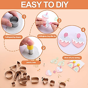 152 Pcs Polymer Clay Cutters Set,36 Shapes Stainless Steel Clay Earring Cutters Molds with 16 Circle Shape Cutters and 100 Earrings Accessories,DIY Clay Cutters for Polymer Clay Jewelry