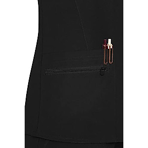 Med Couture Touch Women's V-Neck Knit Back Top, Black, Medium