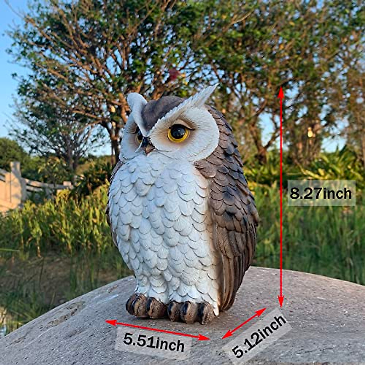 TOLATR Owl Statue Scare Bird Away from Garden Clearance Resin Owl Birds Deterrents Halloween Outdoor Decoration for Garden Lawn Yard Table Decor Gift for Owl Lovers (8.3 Inch)