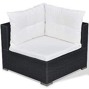 5 Piece Patio Lounge Set with Cushions Poly Rattan,Afternoon Tea Suit,Patio Bar Set,Pool Sofa Set,Lounge Seat,Garden Furniture,Entertainment Sofa Set,for Porch, Lawn, Garden, Backyard, Pool,Black
