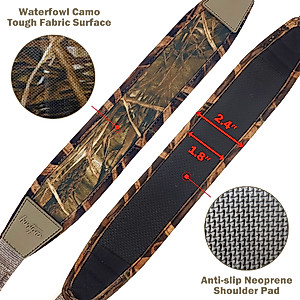 HUNTPAL 2 Point Gun Sling for Rifle Shotgun Corssbow, Length Adjustable Comfortable Neoprene Padded Shoulder Strap Hunting Sling w/o Swivels, Classic Airsoft Crossbow Gun Strap with Thumb Hole