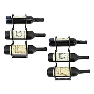 Patioer 2 Pack Metal Wine Rack Wall Mounted for 3 Wine Bottles, Modern Wine Bottle Display Holder with Screws, Hanging Wine Rack Storage Organizer