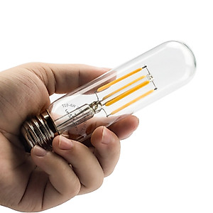 Leadleds 4W Tubular LED Bulb Edison Style COB LED Filament Bulb T10, Non Dimmable E26 Medium Base Lamp 40 Watt Incandescent Bulb Equivalent 2700K Neat Warm White, 3-Pack