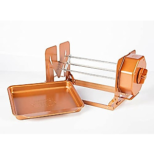 ROTO-Q 360 Family Bundle (COPPER) | The Ultimate Rotisserie Solution for Healthier Cooking | Portable, Versatile, and Energy-Efficient | Perfect for Convection Ovens, Air Fryers, BBQs, and Fire Pits | Self-Rotating Spit Roaster for Mouth-Watering Rotisser