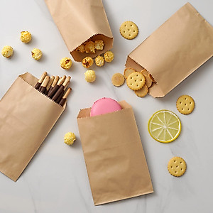 GANKEIC 4X6 Inch 100PCS Kraft Paper Flat Favor Bag Small Paper Bags for Packaging Party Christmas