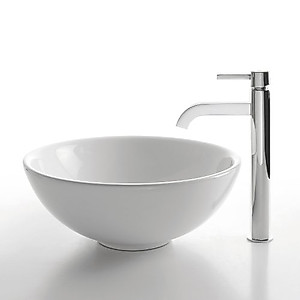 Kraus FVS-1007-PU-10CH Ramus Single Lever Vessel Bathroom Faucet with Matching Pop Up Drain Chrome