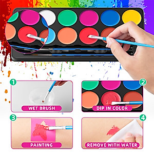 Maydear Face Painting Kit for Kids with 12 Colors Safe and Non-Toxic Large Water Based Face Paint (Matte)