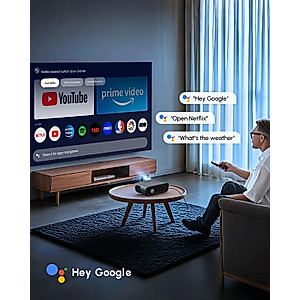 HD Smart Wi-Fi Portable Projector Android 5000+ Apps, 7000Lumen LCD Bluetooth Movie Projectors Home Entertainmen,Compatible with HDMI USB VGA Netflix Prime Video Wireless Cast Smartphone Projector