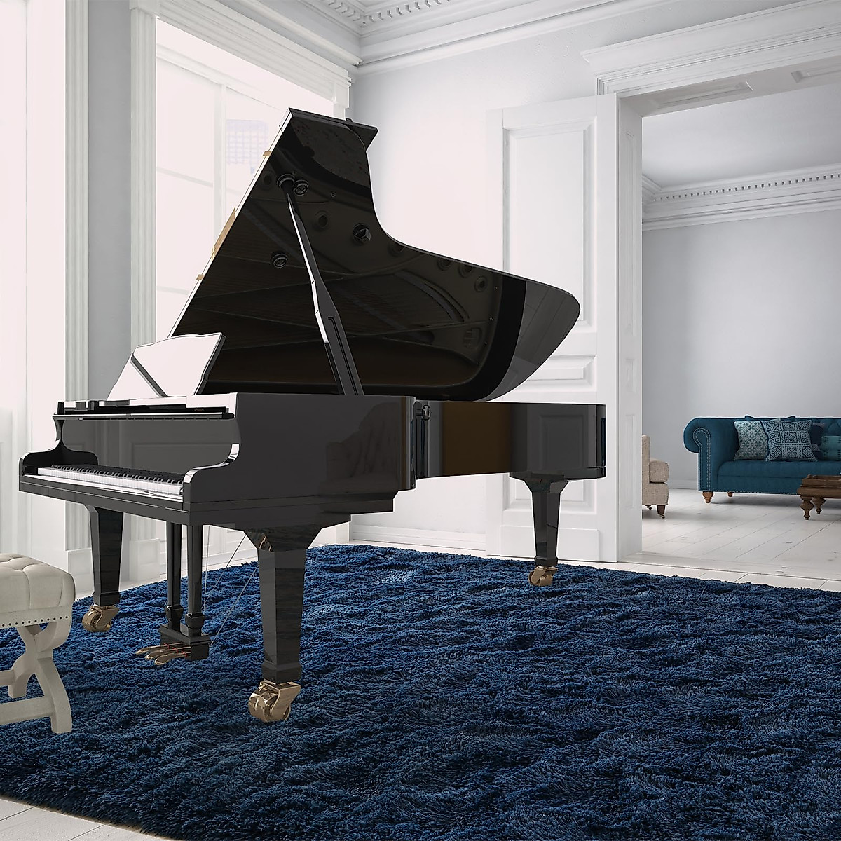 Rtizon Navy Blue Kids Area Rug for Boys Room, 8x10 Feet Royal Dark Blue Shag Fluffy Rugs for Living Room Bedroom Dorm Nursery, Furry Shaggy Carpet for Indoor Teen Home Decor