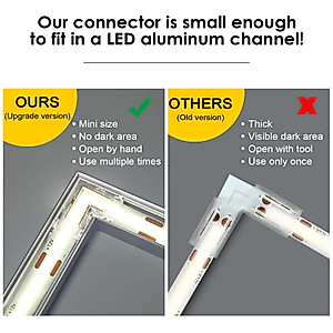 RGBZONE 12Pcs 2Pin L-Shaped COB LED Connectors 8mm Strip to Strip Solderless Corner Connector for 2pin 8mm COB LED Strip Lights