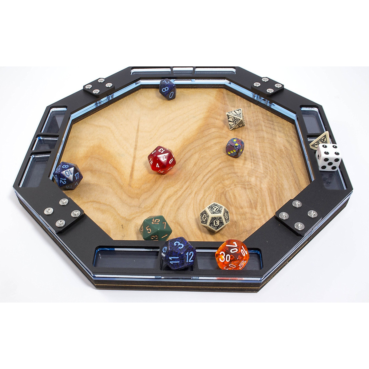 C4Labs Dice Tray~10" Octagon-Plain Wood Design, for Games, Gaming