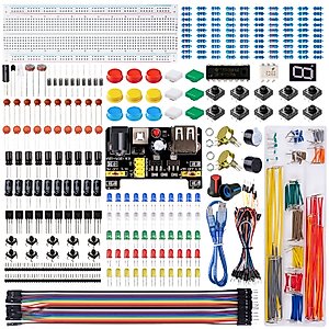 Smraza Electronics Component Fun Kit for Arduino with Power Supply Module, Jumper Wire,Precision Potentiometer,830 tie-Points Breadboard Compatible with STM32, for Raspberry Pi