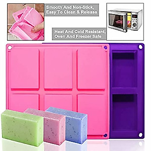Bangp 4 Pack Silicone Soap Molds,6 Cavities Handmade Soap Making Molds,Silicone Cake Bread Baking Molds for DIY Crafts,Soap Molds for Soap Making,with 100pcs 3.5x5 inches Bags