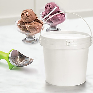 Bekith 8 Pack 80oz Plastic Ice Cream Tub with Lid, Small Bucket with Handle, Food Grade Freezer Food Storage Containers, White