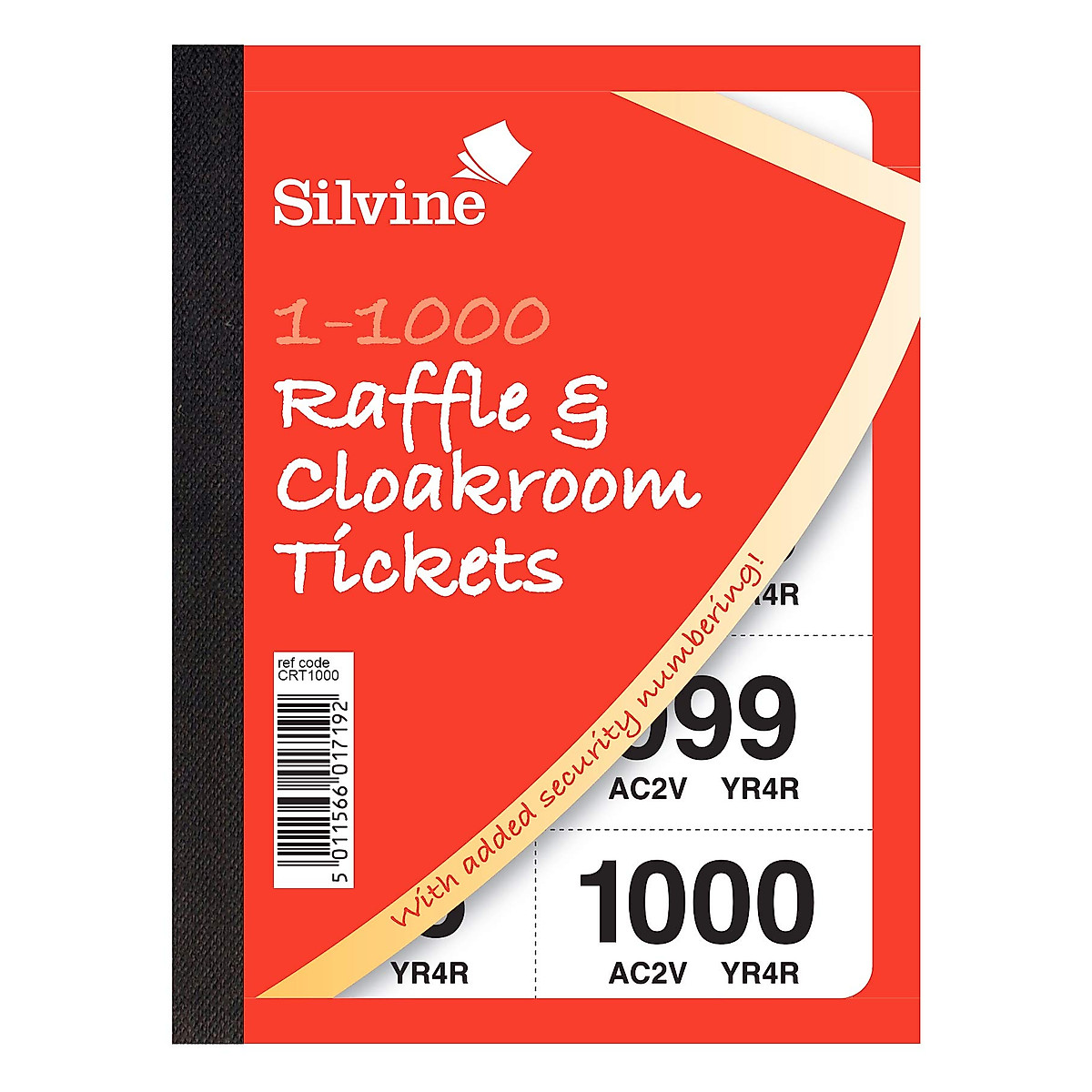 Silvine Cloakroom/Raffle Tickets, Numbered 1-1000 with Security Numbering. Ref CRT1000 [Pack of 6]