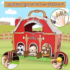 Letapapa Farm Animals Big Barn Toy for 1 2 3 Year Old, Toddler Educational Montessori Toys, Farm Pretend Playset with Barn & Farmer, Christmas Birthday Gift for Toddler Kids 1-3 Years