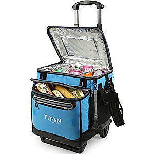 Arctic Zone Titan Deep Freeze Wheeled Cooler - 60 Can Rolling Cooler - Cooler with Deep Freeze Insulation and Detachable All-Terrain Cart & Fit & Fresh XL Cool Coolers Freezer Slim Ice Pack