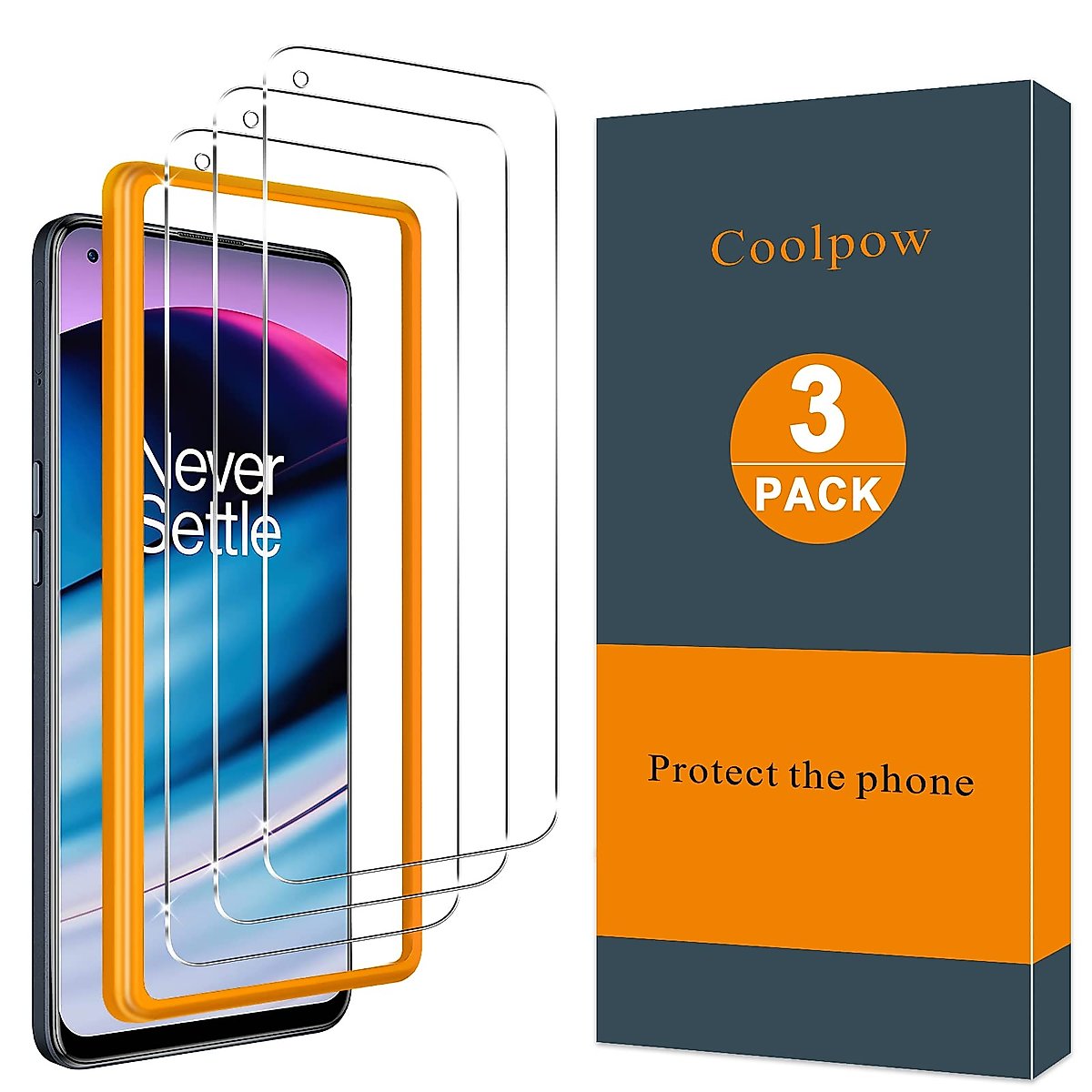 【 3-PACK】Coolpow Designed for OnePlus Nord N20 5G Screen Protector plus One Nord N20 5G Screen Protector Tempered Glass Film, 【EasyInstall Tool】 9H Hardness, Ultra HD, Scratch Resistant, Case Friendly