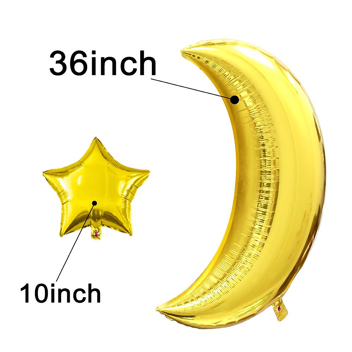 Weoxpr 4 Pcs 36 Inch Large Moon Foil Balloons and 20 Pcs 10 Inch Gold Foil Star Balloons Mylar Balloon Helium Metallic Balloons for Party Wedding Baby Shower Decoration