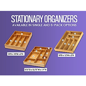 YBM Home Bamboo Cutlery Tray Flatware Silverware Drawer Organizer with 6 Compartments - 341