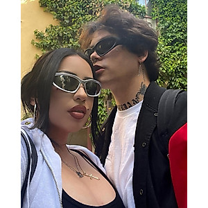 GUVIVI Wrap Around Fashion Sunglasses for Men Women Trendy Swift Oval Silver Dark Sunglasses Shades Glasses Eyeglasses