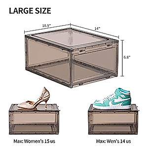NA Shoe Boxes Clear Plastic - Stackable Sneaker Shoe Container Drop-front Shoe Display Case for Closets, Entryway Shoe Rack, Clothing Rack, Bed, Easy Assembly (3PCS)