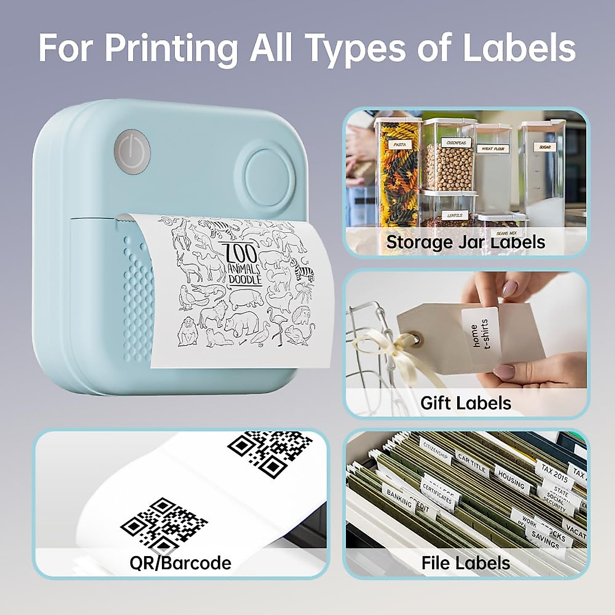 Mini Printer Sticker Thermal Printer with 3 Rolls Paper, Bluetooth Portable Phone Printer,Study Printer for Pictures, Photos, Journals, DIY, Compatible with Phone & Tablet…