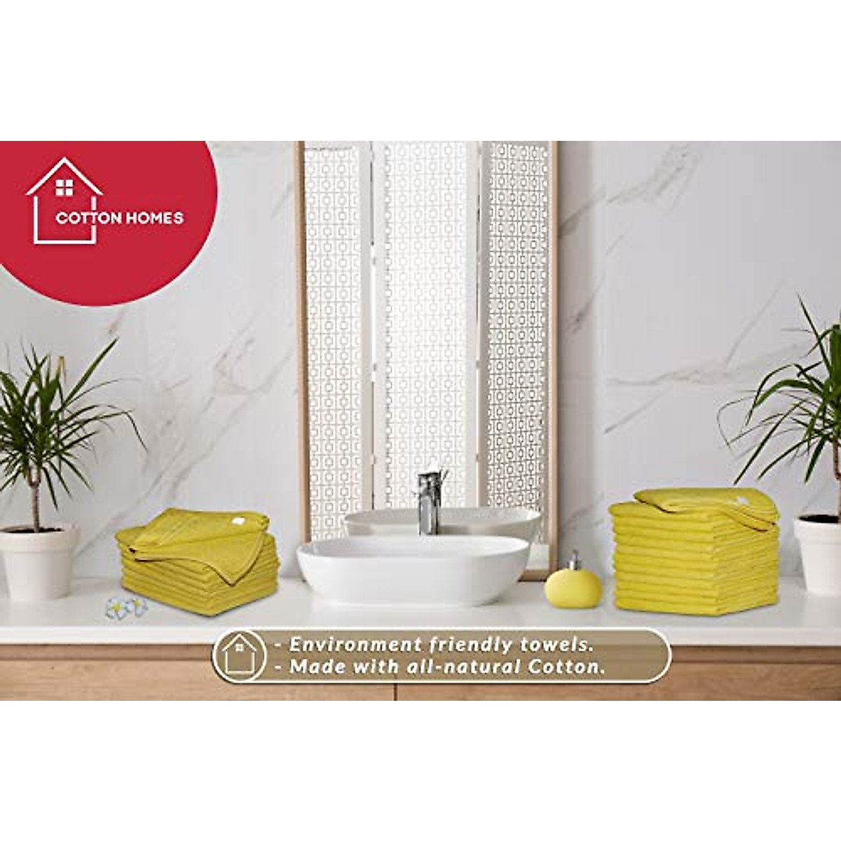 COTTON HOMES WASHCLOTH Soft Cotton Towels 11"x11" Yellow - (18 Pack) with 4 Free WASHCLOTHS, 100% Cotton Rich Fingertip Towels, Cleaning Rags Wash Cloths for Bathroom