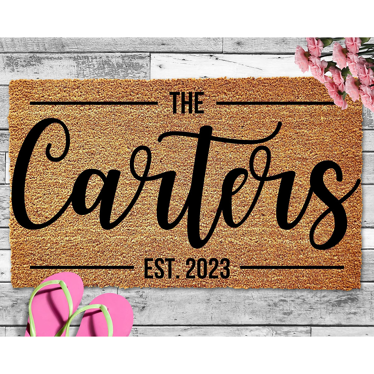 Custom Family Name Door Mat | Wedding Gift | Personalized Custom Doormat | Closing Gift | Welcome Doormat | Front Door Mat | Monogram Rug (24x16)