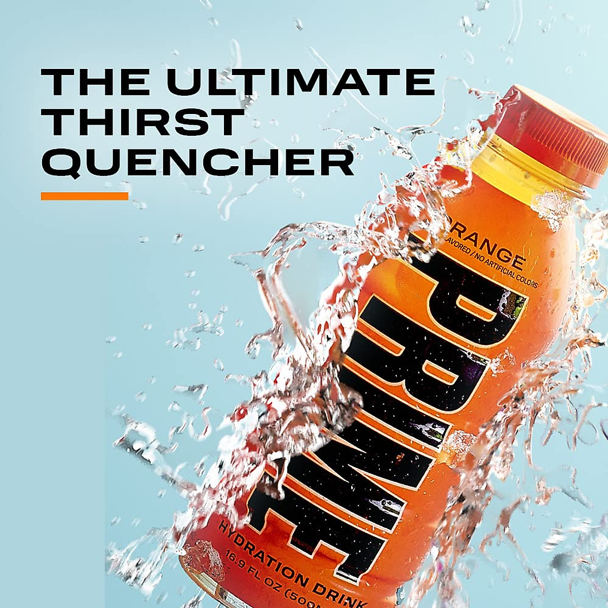 PRIME Hydration ORANGE | Sports Drinks | Electrolyte Enhanced for Ultimate Hydration | 250mg BCAAs | B Vitamins | Antioxidants | 2g Of Sugar | 16.9 Fluid Ounce | 12 Pack