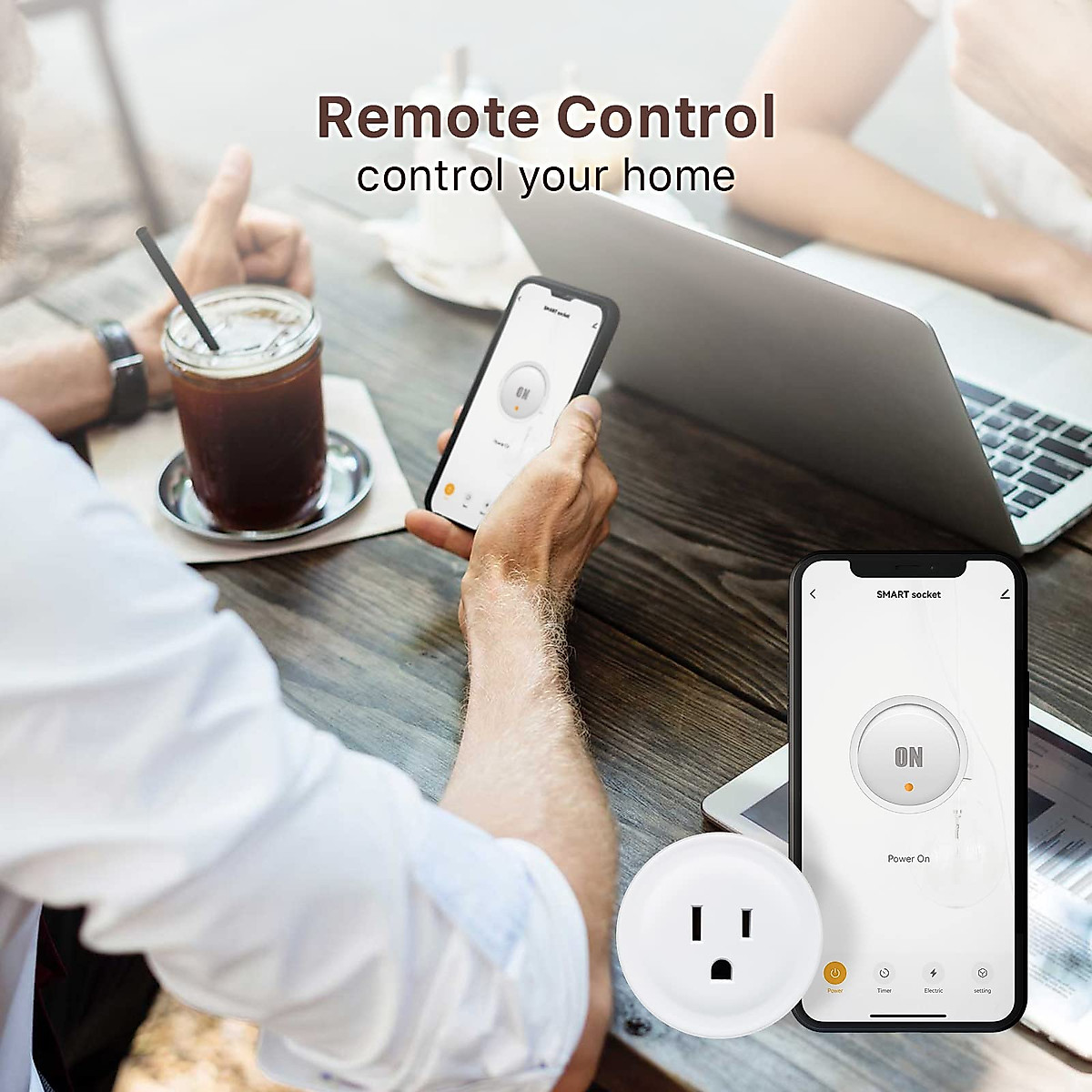 Smart Plug 4 Packs with Energy Monitor 16A - Smart Outlet 2.4Ghz Wi-Fi Plug Compatible with Alexa&Google Home Assistant - Remote Control Plugs with Timer Function, Hands-Free.