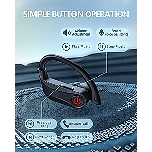 Wireless Earbuds Bluetooth 5.3 Sport True Wireless Earbuds with Microphone, Over-Ear Stereo Bass Ear Buds with Earhooks,Ear Phone Wireless Earbuds,LED Battery Display for Sports/Workout/Gym Black