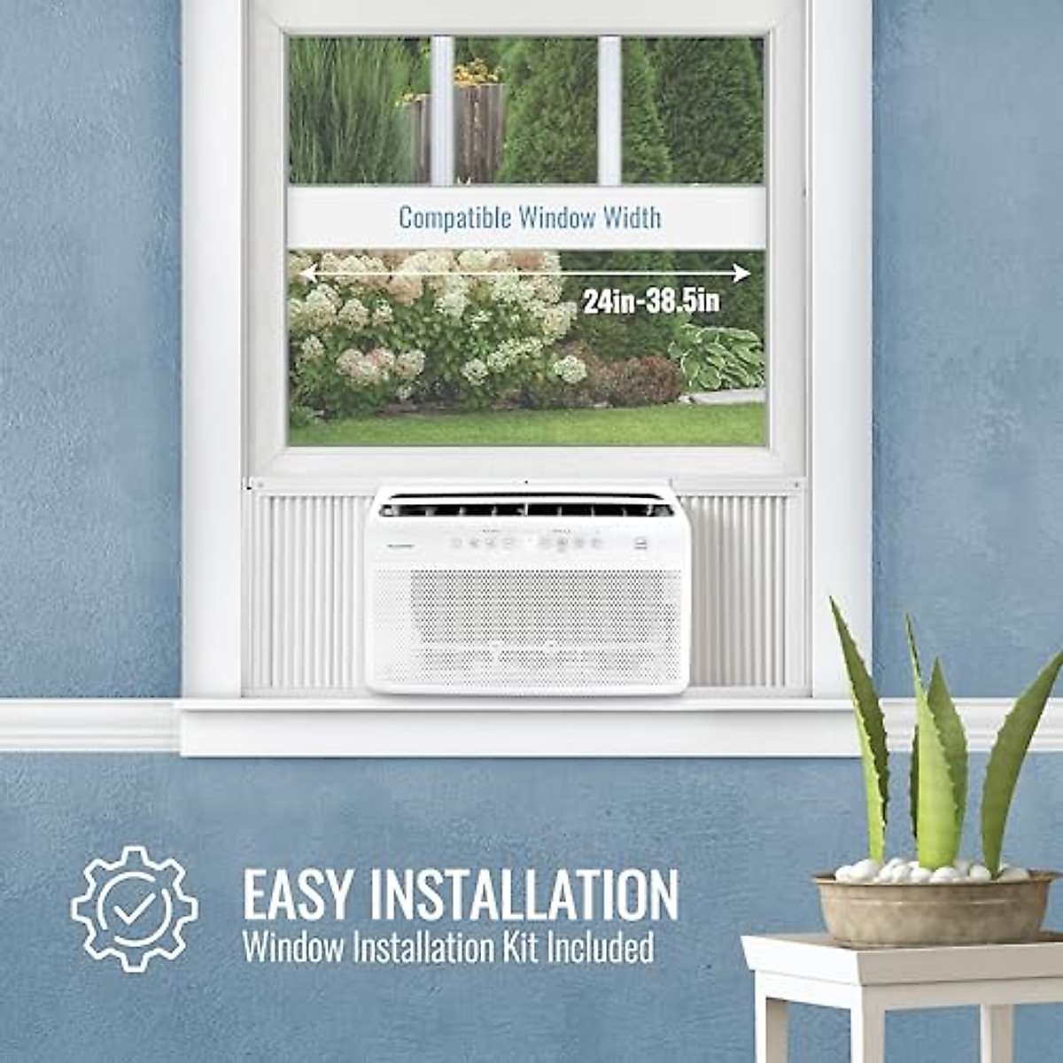 Keystone 8,000 BTU Window Inverter Air Conditioner with Supplemental Heat, 115V, AC for Apartment and Medium Rooms up to 350-Sq. Ft., Quiet, High Efficiency, Energy Star Window AC Unit with Remote