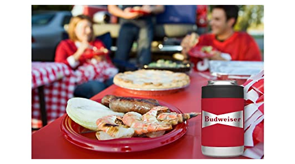 Budweiser Stainless Steel Can Cooler & Insulator - Keep Drinks Ice Cold!